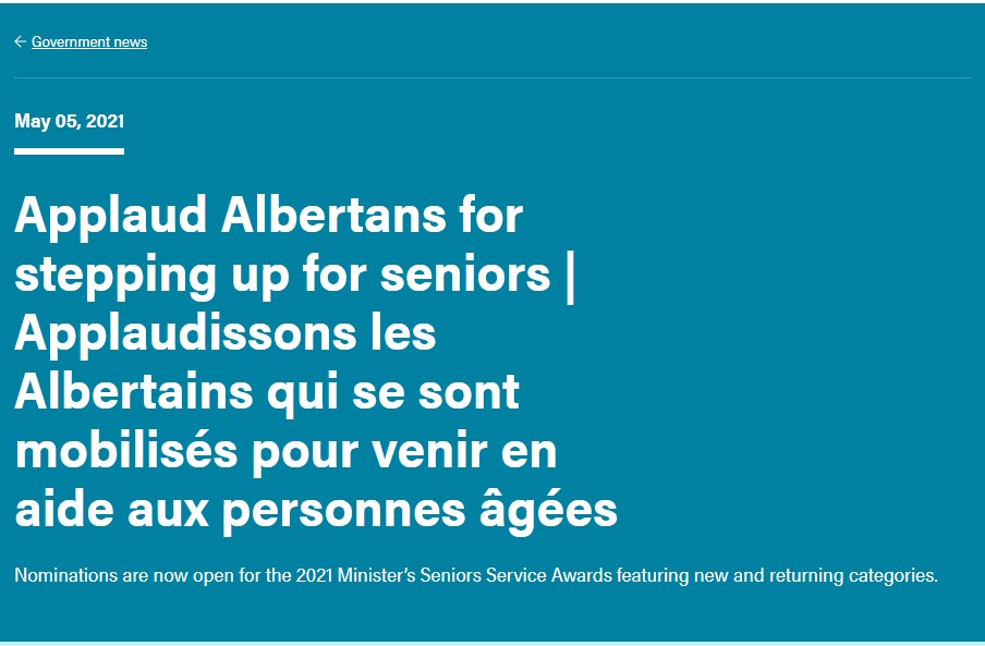 Applaud Albertans for stepping up for seniors - Healthy Aging CORE Alberta